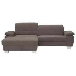 Ecksofa Alina "Becca" Sofas Gr. B/H/T: 268cm x 97cm x 184cm, Struktur TTA, Recamiere links, mit Bettfunktion-mit Bettkasten, braun (braun tta 14) inkl. Kopfteilverstellung, wahlweise mit Bettfunktion und Bettkasten