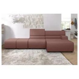 Ecksofa Egoitaliano "Babouche, Designsofa mit außergewöhnlichem Sitzkomfort zum Wohlfühlen" Sofas Gr. B/T: 384cm x 98cm, Luxus-Microfaser BLUSH, Recamiere rechts, braun (cedar wood)