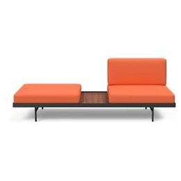 Relaxliege INNOVATION LIVING TM "Puri Designcouch, innovativ und elegant, Solitärmöbel, Daybed" Sofas Gr. Struktur ARGUS, WALNUSS TISCH, orange (rost 581, argus) Daybed mit integrierter Holzablage, hoher Sitz- und Liegekomfort