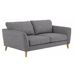 3-Sitzer Home Affaire "MARSEILLE Sofa 206 cm" Sofas Gr. B/H/T: 206cm x 88cm x 90cm, Struktur fein, weiß (silber) mit Massivholzbeinen aus Eiche, verschiedene Bezüge und Farbvarianten