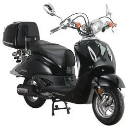 Mofaroller Alpha Motors "Retro Firenze", schwarz (schwarz, schwarz), Motorroller & MofasB:85cm H:108,5cm L:189cm, mit Lenkerschloss, im Retro-Look, B:85cm H:108,5cm L:189cm