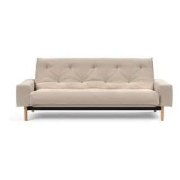 Schlafsofa INNOVATION LIVING TM "MIMER hochwertige Schlaffunktion, aktuelles Design und extra Komfort" Sofas Gr. T: 100 cm, Flachgewebe BLIDA, beige (sand grey 612, blida) Taschenfederkernmatratze, Breite Liegefläche 140 cm