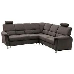 Ecksofa Home Affaire "Pisa L-Form" Sofas Gr. B/H/T: 271 cm x 95 cm x 224 cm, Microfaser, Bettfunktion links, braun (dunkelbraun) mit Bettfunktion und Bettkasten