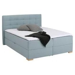 Boxbett Home Affaire "Olivet" Komplettbetten Gr. Struktur (100% Polyester), Liegefläche B/L: 160 cm x 200 cm, Gewicht bis: 80 kg H2, Bonnell-Federkernmatratze, blau (petrol) in 4 Farben, Breiten, 2 Matratzenarten, auch Überlänge 220 cm