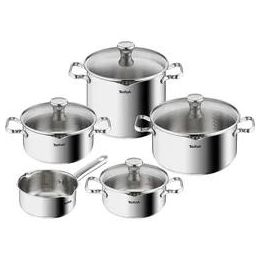 Topf-Set Tefal "Duetto" Töpfe silberfarben (edelstahlfarben) Edelstahl-Topfset, Siebdeckel, Ausgießer, alle Herdarten, Induktion