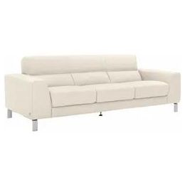 3-Sitzer Calia italia "Simon, toller Sitzkomfort, italienisches Designsofa" Sofas Gr. B/H/T: 232cm x 81cm x 94cm, Leder BULL, beige (bianco latte) in zwei Lederqualitäten