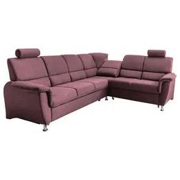 Ecksofa Home Affaire "Pisa L-Form" Sofas Gr. B/H/T: 271 cm x 95 cm x 224 cm, Struktur, Bettfunktion links, pink (fuchsia) mit Bettfunktion und Bettkasten