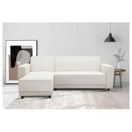 Ecksofa DOREL HOME "Allie Schlafsofa 230 cm mit Relaxfunktion in der Rückenlehne" Sofas Gr. B/H/T: 230cm x 82cm x 154cm, Cord, Recamiere beidseitig montierbar, beige (creme) Schlaffunktion (108194,5cm), trendiger Cord o. pflegeleichter Velours