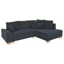 Ecksofa Inosign "Nikita II, L-Form" Sofas Gr. B/H/T: 240cm x 86cm x 186cm, Aqua Clean Pascha, Ottomane rechts, ohne Funktion, blau (blaugrau) mit Kaltschaumpolsterung, wahlweise Bett und Bettkasten