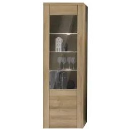 Vitrine Home Affaire "Larona, zeitlose Glasvitirne, Hochschrank Höhe 205,6 cm", braun (eichefarben riviera), B:65cm H:205,6cm T:37cm, Schränke, Stauraumvitrine mit dekorativer Rahmenoptik