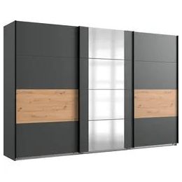 Schwebetürenschrank wimex "Barmbek Schlafzimmerschrank BESTSELLER Garderobenschrank" Schränke Gr. B/H/T: 313cm x 208cm x 64cm, 3 St., braun (graphit/artisan eiche nachbildung/spiegel) Kleiderschrank mit 2 Stoffboxen und zusätzlichen Böden, Spiegeltür