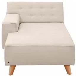 Recamiere Tom Tailor HOME "NORDIC CHIC" Sofas Gr. B/H/T: 104cm x 77cm x 151cm, Samtstoff STC, Armlehne links, beige (ivory stc 1) im Retrolook, Füße Buche natur, Recyclingstoff