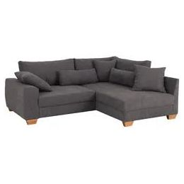 Ecksofa Home Affaire "Helena II DuraSpring" Sofas Gr. B/H/T: 227 cm x 88 cm x 190 cm, Struktur weich, Ottomane rechts, ohne Bettfunktion, grau (anthrazit) mit Taschenfederkern, bis 140 kg belastbar, wahlweise Bett