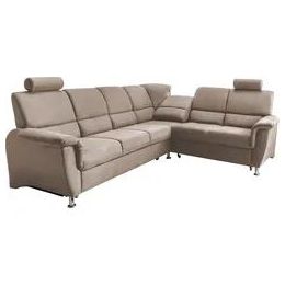 Ecksofa Home Affaire "Pisa L-Form" Sofas Gr. B/H/T: 271 cm x 95 cm x 224 cm, Struktur, Bettfunktion links, braun (hellbraun) mit Bettfunktion und Bettkasten