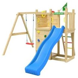 Spielturm Jungle Gym "Deck" Spieltürme blau Kinder Spielanlage mit Schaukel und Rutsche Wasseranschluss