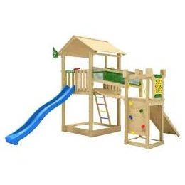 Spielturm Jungle Gym "Fortress" Spieltürme blau Kinder Spielanlage mit 2 Türmen, Brücke und Rutsche Wasseranschluss