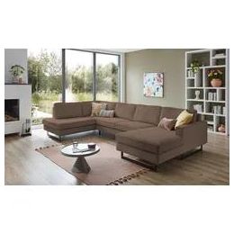 Wohnlandschaft Places of Style "Pinto, 350 cm, U-Form, XXL, mit Ottomanen", braun, B:350cm H:85cm T:206cm, 92% Polyester, 8% Nylon, Sofas, Cord, Feincord, Luxus-Microfaser Leder und Chenille