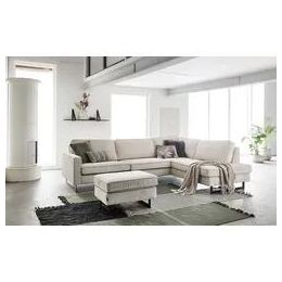 Ecksofa Places of Style "Pinto, 290 cm, Ottomane links / rechts" Sofas Gr. B/H/T: 290cm x 85cm x 217cm, Cord, Ottomane rechts, beige (cream) Cord, Feincord, Luxus-Microfaser Leder und Chenille