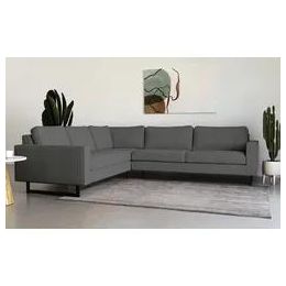 Ecksofa Places of Style "Pinto, 250/290 cm, langer Schenkel, XXL, Ottomane" Sofas Gr. B/H/T: 290cm x 85cm x 250cm, Chenille, langer Schenkel links, schwarz (onyx) Cord, Feincord, Luxus-Microfaser Leder und Chenille