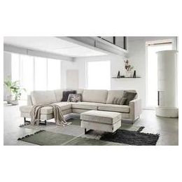 Ecksofa Places of Style "Pinto, 290 cm, Ottomane links / rechts" Sofas Gr. B/H/T: 290cm x 85cm x 217cm, Cord, Ottomane links, beige (cream) Cord, Feincord, Luxus-Microfaser Leder und Chenille