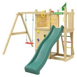 Spielturm Jungle Gym "Deck" Spieltürme grün (dunkelgrün) Kinder Spielanlage mit Schaukel und Rutsche Wasseranschluss