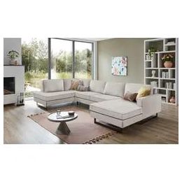 Wohnlandschaft Places of Style "Pinto, 350 cm, U-Form, XXL, mit Ottomanen", beige (natural), B:350cm H:85cm T:206cm, 90% Polyester, 10% Nylon, Sofas, Cord, Feincord, Luxus-Microfaser Leder und Chenille