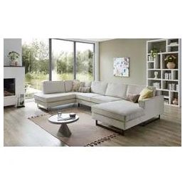 Wohnlandschaft Places of Style "Pinto, 350 cm, U-Form, XXL, mit Ottomanen", beige (cream), B:350cm H:85cm T:206cm, 92% Polyester, 8% Nylon, Sofas, Cord, Feincord, Luxus-Microfaser Leder und Chenille