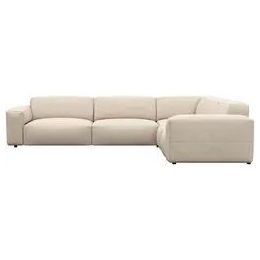 Ecksofa FLEXLUX "Lucera, super bequem durch hochwertigen Sitzaufbau mit Kaltschaum" Sofas Gr. B/H/T: 319cm x 73cm x 285cm, Echtleder, Schenkel rechts, weiß (warm weiß) modern & anschmiegsam, L-Form, Designsofa