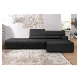 Ecksofa Egoitaliano "Babouche, Designsofa mit außergewöhnlichem Sitzkomfort zum Wohlfühlen" Sofas Gr. B/H/T: 384cm x 80cm x 98cm, Leder BULL, Recamiere rechts, schwarz