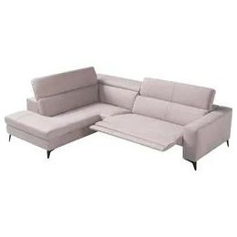 Ecksofa Egoitaliano "Edith, Designsofa mit hohem Sitzkomfort, L-Form" Sofas Gr. B/H/T: 269cm x 96cm x 203cm, Leder BULL, Ottomane links, weiß (paper) inkl. elektrischer Relaxfunktion und manuell verstellbaren Kopfteilen