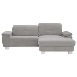 Ecksofa Alina "Becca" Sofas Gr. B/H/T: 268cm x 97cm x 184cm, Struktur TTA, Recamiere rechts, mit Bettfunktion-mit Bettkasten, grau (kiesel tta 9) inkl. Kopfteilverstellung, wahlweise mit Bettfunktion und Bettkasten