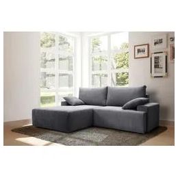 Ecksofa exxpo - SOFA FASHION "Orinoko, aktuelles Design und hoher Sitzkomfort, L-Form" Sofas Gr. B/H/T: 240cm x 92cm x 177cm, Cord POSO, Recamiere links, grau inkl. Bettfunktion und Bettkasten, schöne Farben im angesagten Cord