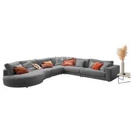 Ecksofa 3C Candy "Enisa II L-Form" Sofas Gr. B/H/T: 395cm x 86cm x 225cm, Easy care, langer Schenkel links, grau (platin) incl. 3 Flatterkissen, wahlweise mit Flecken-Schutz-Bezug Easy care