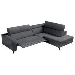 Ecksofa Egoitaliano "Edith, Designsofa mit hohem Sitzkomfort, L-Form" Sofas Gr. B/H/T: 269cm x 96cm x 203cm, Luxus-Microfaser Lederoptik, Ottomane rechts, grau inkl. elektrischer Relaxfunktion und manuell verstellbaren Kopfteilen