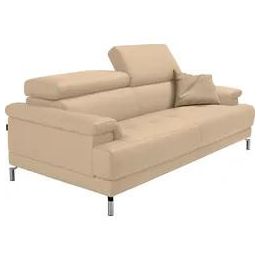 2,5-Sitzer Egoitaliano "Soul, Design und Sitzkomfort auf hohem Niveau, tolle Details" Sofas Gr. B/H/T: 200cm x 76cm x 106cm, Leder BULL, mit Kopfteilverstellung, beige (champagner) inkl. Kopfteilverstellung für noch mehr Komfort, Designfuß