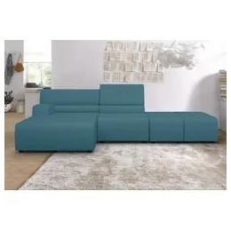 Ecksofa Egoitaliano "Babouche, Designsofa mit außergewöhnlichem Sitzkomfort zum Wohlfühlen" Sofas Gr. B/T: 384cm x 98cm, Leder CAREZZA, Recamiere links, blau (türkis)