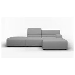 Ecksofa Egoitaliano "Babouche, Designsofa mit außergewöhnlichem Sitzkomfort zum Wohlfühlen" Sofas Gr. B/H/T: 287cm x 80cm x 98cm, Leder BULL, Recamiere rechts, grau (stone)