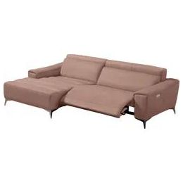 Ecksofa Egoitaliano "Suzette, Designsofa mit hohem Sitzkomfort" Sofas Gr. B/H/T: 266cm x 95cm x 163cm, Leder BULL, Recamiere links, mit Relaxfunktion, rosa (millenium rose) mit Recamiere, inkl. 1 elektronischen Relaxfunktion, L-Form