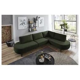 Ecksofa ATLANTIC HOME COLLECTION "Ronny L-Form" Sofas Gr. B/H/T: 280cm x 82cm x 200cm, Feinstruktur, grün mit Wellenunterfederung, rechtslinks montierbar