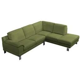 Ecksofa Egoitaliano "Shakira, Design und Sitzkomfort auf hohem Niveau, tolle Details" Sofas Gr. B/H/T: 240cm x 84cm x 212cm, Luxus-Microfaser BLUSH, Ottomane rechts, grün (kiwi) mit Ottomane, L-Form, elegante Metallfüße