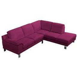 Ecksofa Egoitaliano "Shakira, Design und Sitzkomfort auf hohem Niveau, tolle Details" Sofas Gr. B/H/T: 240cm x 84cm x 212cm, Luxus-Microfaser BLUSH, Ottomane rechts, pink (fuchsia) mit Ottomane, L-Form, elegante Metallfüße