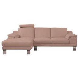 Ecksofa Egoitaliano "Shakira, Design und super Sitzkomfort auf hohem Niveau, tolle Details" Sofas Gr. B/H/T: 236cm x 84cm x 152cm, Leder BULL, Recamiere links, rosa (millenium rose) mit Recamiere, L-Form, edle Füße