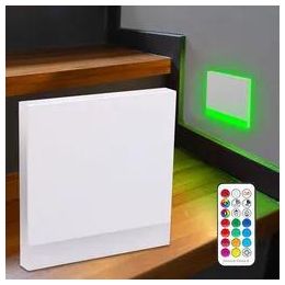 LED Treppenleuchte eckig weiß 230V - Lichtfarbe: RGB Warmweiß 3W - Lichtaustritt...