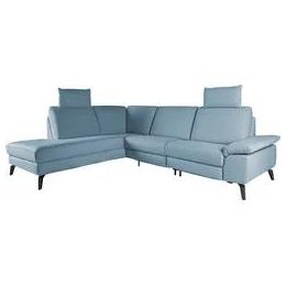 Ecksofa Alina Sofas Gr. B/H/T: 243cm x 118cm x 210cm, Struktur GBA, Ottomane links, mit Relaxfunktion und Armlehnenverstellung, blau (hellblau gba 6) inkl. Kopfstützen, wahlweise mit Relaxfunktion, Breite: 243 cm