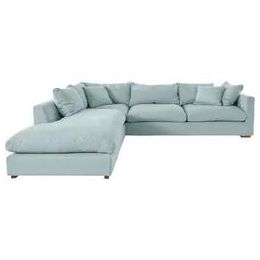 Guido Maria Kretschmer Home & Living Ecksofa GUIDO MARIA KRETSCHMER HOME & LIVING "Pantin, L-Form" Sofas Gr. B/H/T: 318cm x 80cm x 272cm, Struktur, Ottomane links, grün (mint) extra weich und kuschelig, Füllung mit Federn Daunen