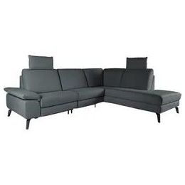 Ecksofa Alina Sofas Gr. B/H/T: 243cm x 118cm x 210cm, Struktur GBA, Ottomane rechts, mit Relaxfunktion und Armlehnenverstellung, grau (blaugrau gba 29) inkl. Kopfstützen, wahlweise mit Relaxfunktion, Breite: 243 cm