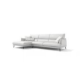 Ecksofa Egoitaliano "FUNNY, hochwertiges und aktuelles Design, bequeme Rückenlehne" Sofas Gr. B/H/T: 265cm x 90cm x 225cm, Leder, Recamiere links, weiß hochwertiger Sitzkomfort, L-Form