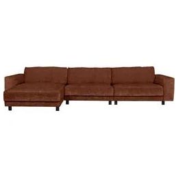 Ecksofa furninova "Samba schön bequem und hochwertig verarbeitet" Sofas Gr. B/H/T: 353 cm x 74 cm x 163 cm, Velours, Recamiere links, ohne Bettfunktion, braun (bronze) mit toller Kedernaht, im skandinavischen Design, L-Form