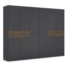 Drehtürenschrank Rauch "Kleiderschrank Schrank Garderobe Wäscheschrank TICAO mit 2 Schubladen" Schränke Gr. B/H/T: 271 cm x 210 cm x 54 cm, 10 St., grau (graumetallic, atlantic oak dunkel) die in der Höhe variabel positioniert werden können MADE IN GERMANY