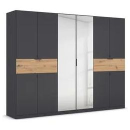 Drehtürenschrank Rauch "Kleiderschrank Schrank Garderobe Wäscheschrank TICAO mit 2 Schubladen" Schränke Gr. B/H/T: 271 cm x 210 cm x 54 cm, 10 St., grau (graumetallic, eiche artisan) die in der Höhe variabel positioniert werden können MADE IN GERMANY